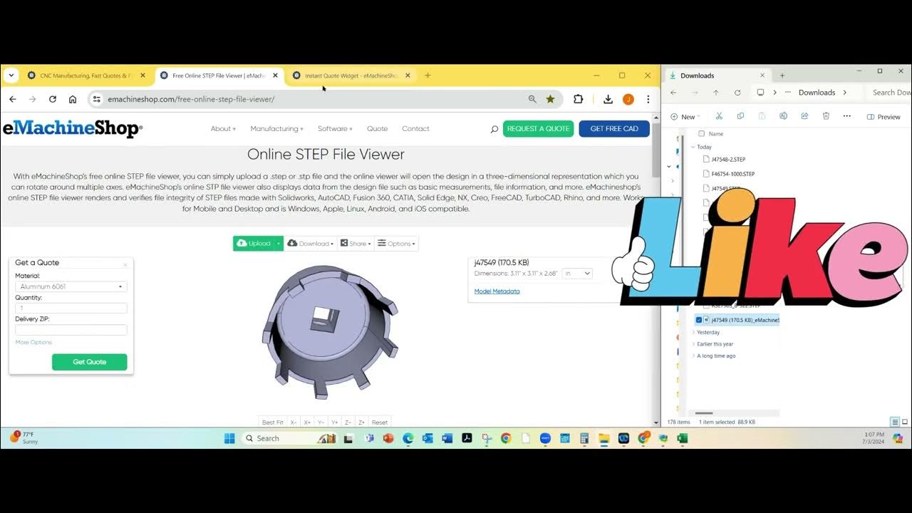 Step File Viewer + Instant Quoting - YouTube