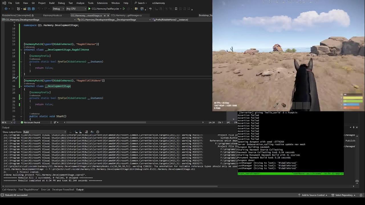 Rust: Horse doesn't drop a rider ('harmony' plugin) - YouTube