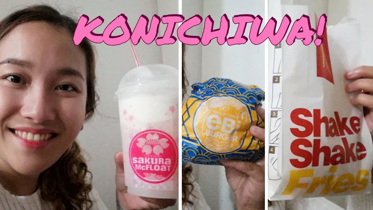 McDonalds Mukbang! Ebi Burger + Sakura McFloat + Nori BFF Shake Shake ...