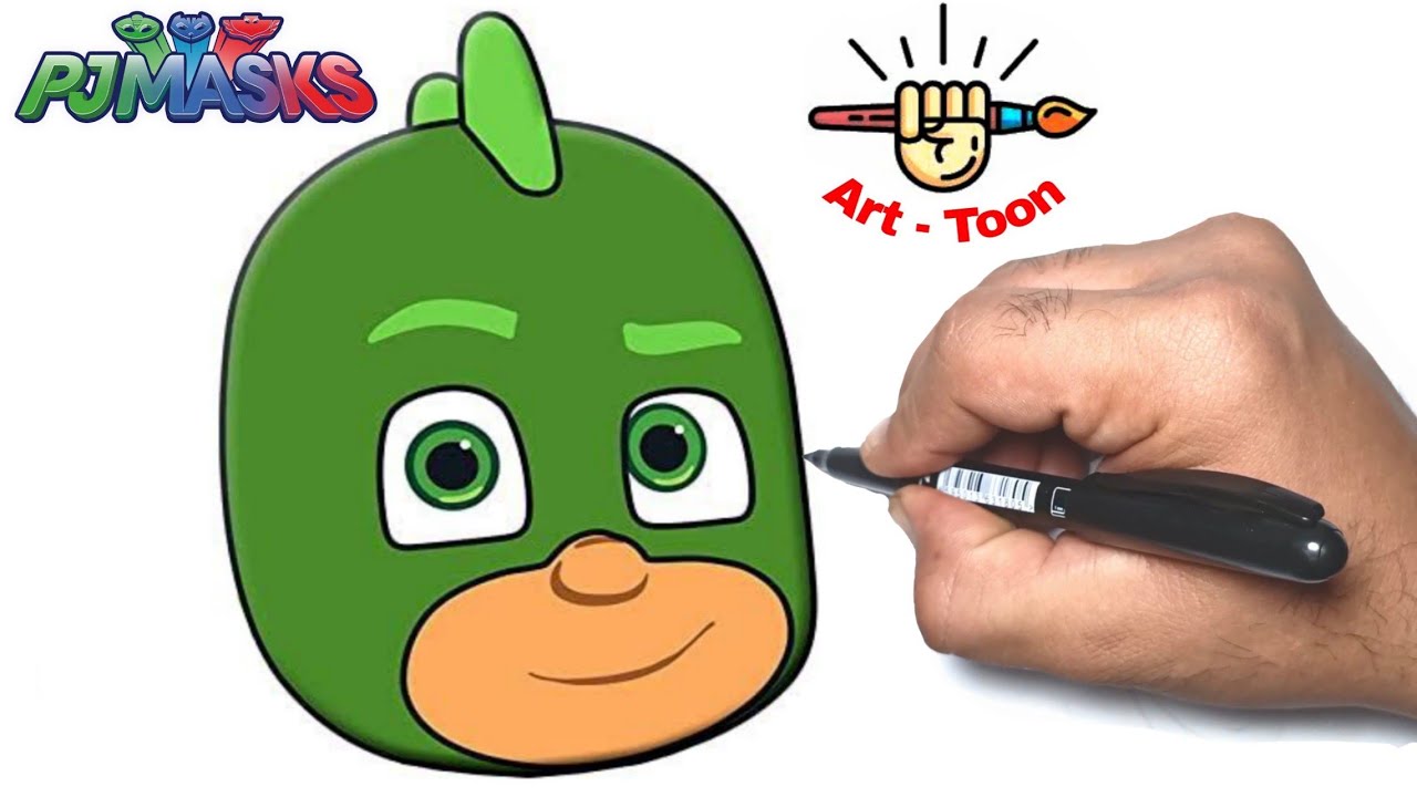 how to draw Gekko from pj masks step by step easy - YouTube