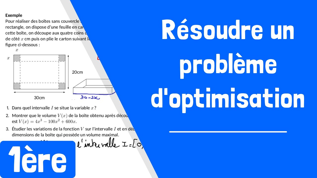 Comment résoudre un problème d'optimisation en étudiant une fonction ...