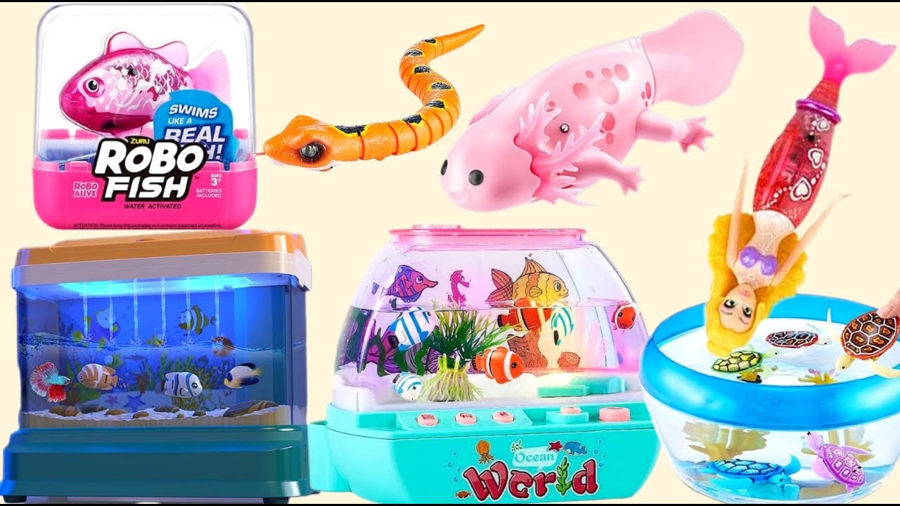 ASMR| UNBOXING MEGA SET AQUARIUM ZURU | ROBO ALIVE MERMAID, ROBO FISH ...