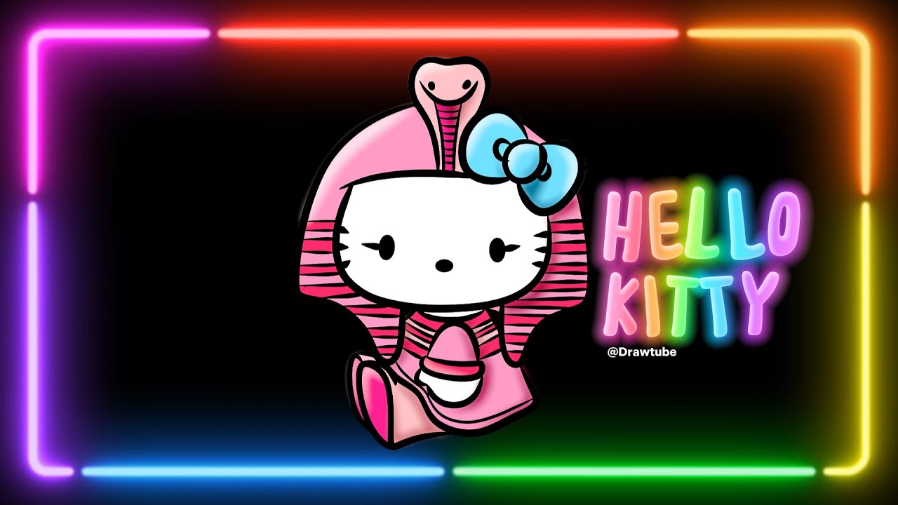 How to Draw Hello Kitty Cleopatra Neon Light drawing and coloring video ...