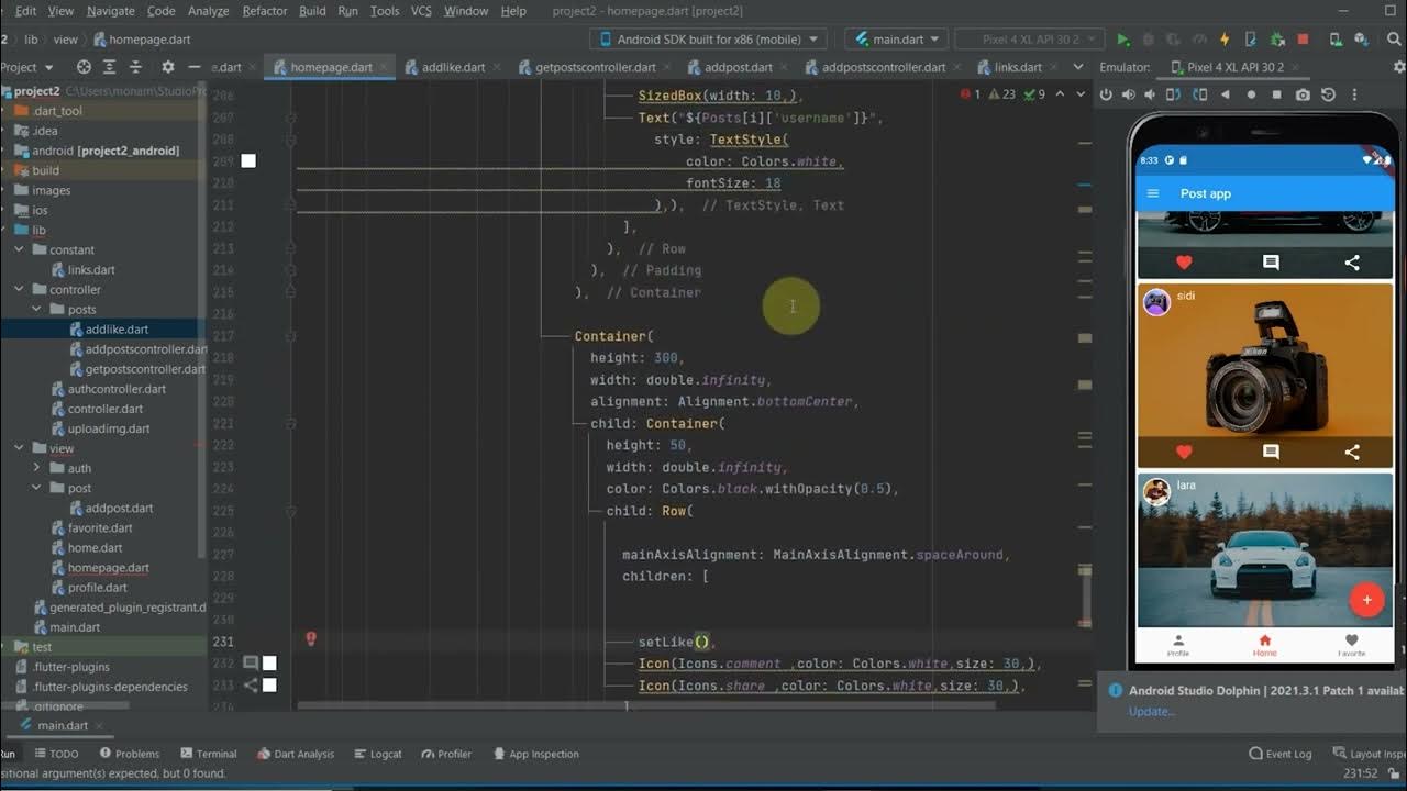 إنشاء إضافة اعجاب على المنشور (like system) مثل instagram بإستخدام php,mysql ,flutter app - YouTube