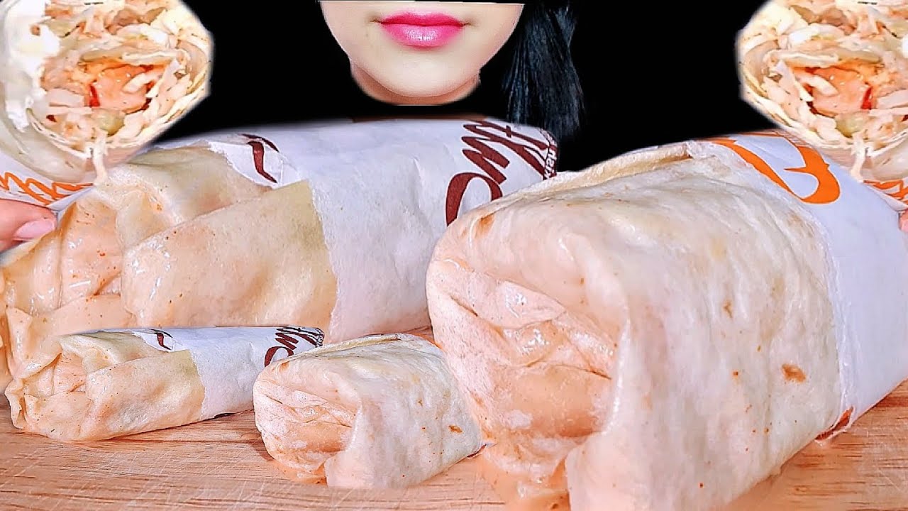 ASMR EATING CHICKEN KEBAB ROLL + VEG ROLL #ASMR #chickenroll - YouTube