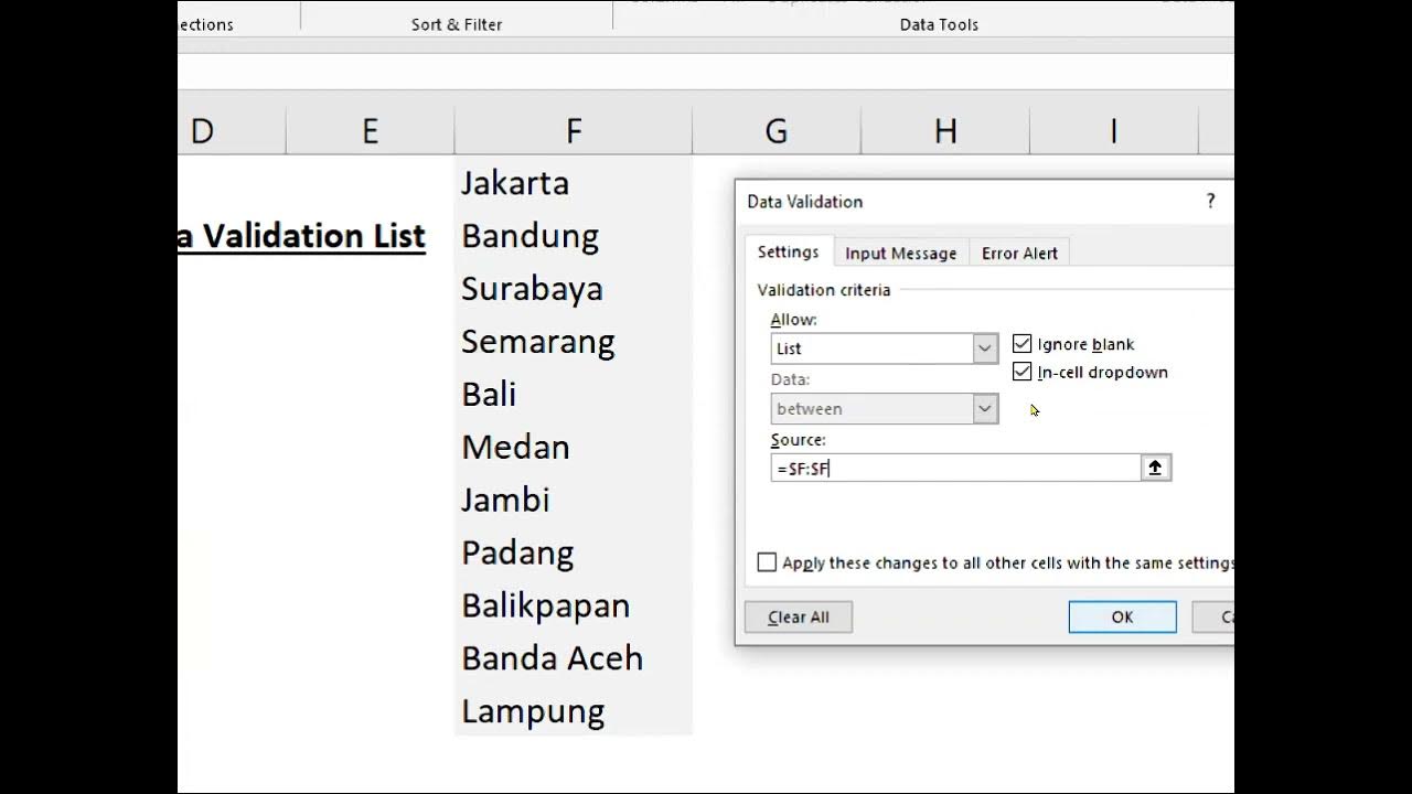 Belajar Excel Validation List - YouTube