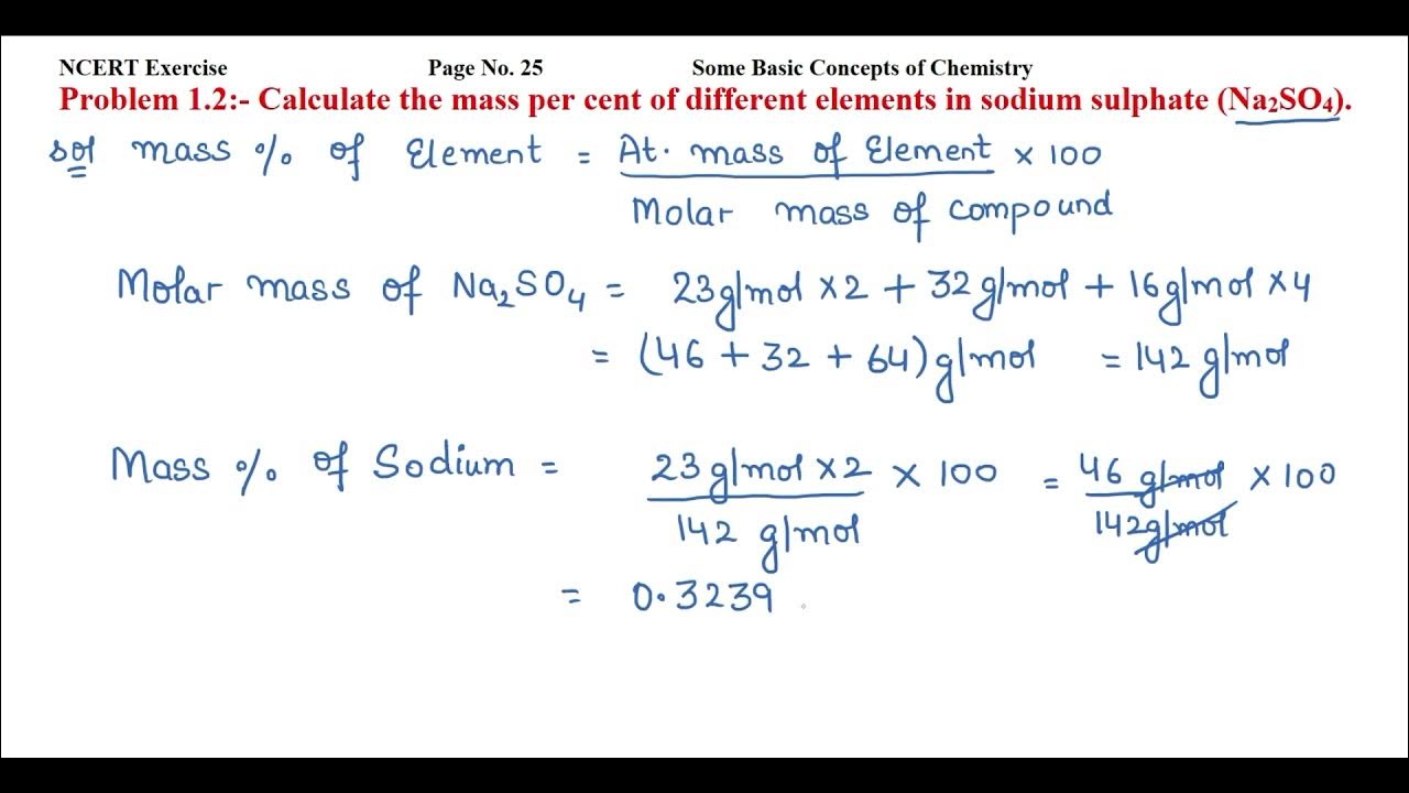 Calculate the mass per cent of different elements in sodium sulphate (Na2SO4). - YouTube