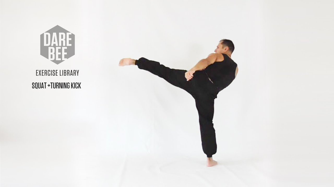 Exercise Library: Squat + Turning Kick - Quick Fitness Routine In One ...