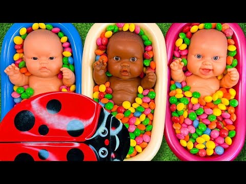 5 Min Relaxing ASMR | Baby Dolls in Candy Bathtubs 💖 So Satisfying!