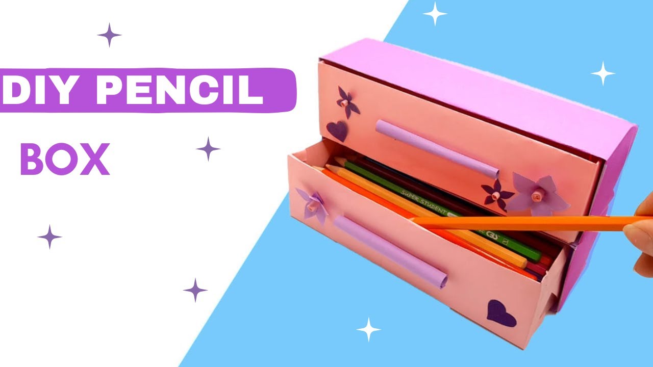 DIY paper pencil box | How did I make a 2-story paper pencil box in 3 ...