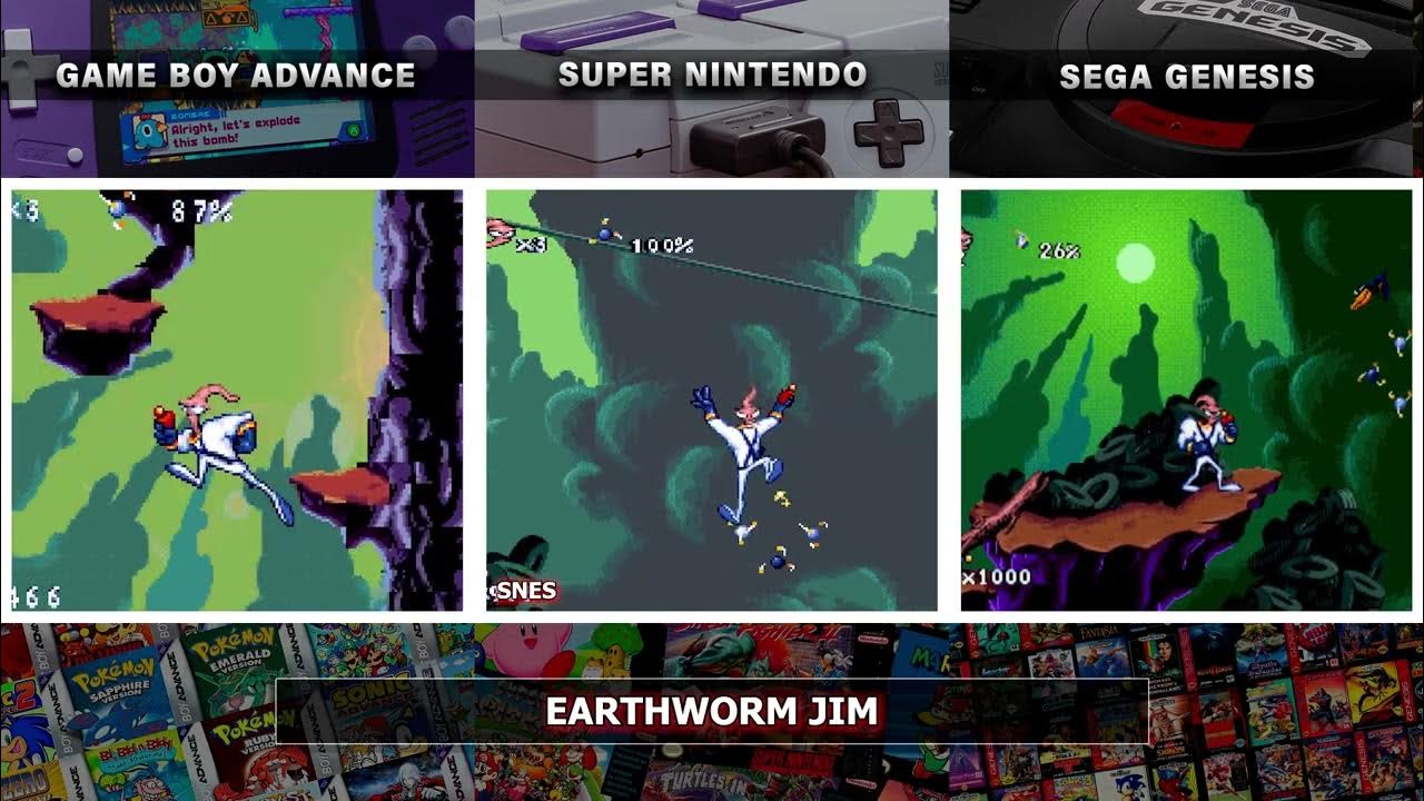 Super Nintendo vs Sega Genesis vs Game Boy Advance | Earthworm Jim - YouTube