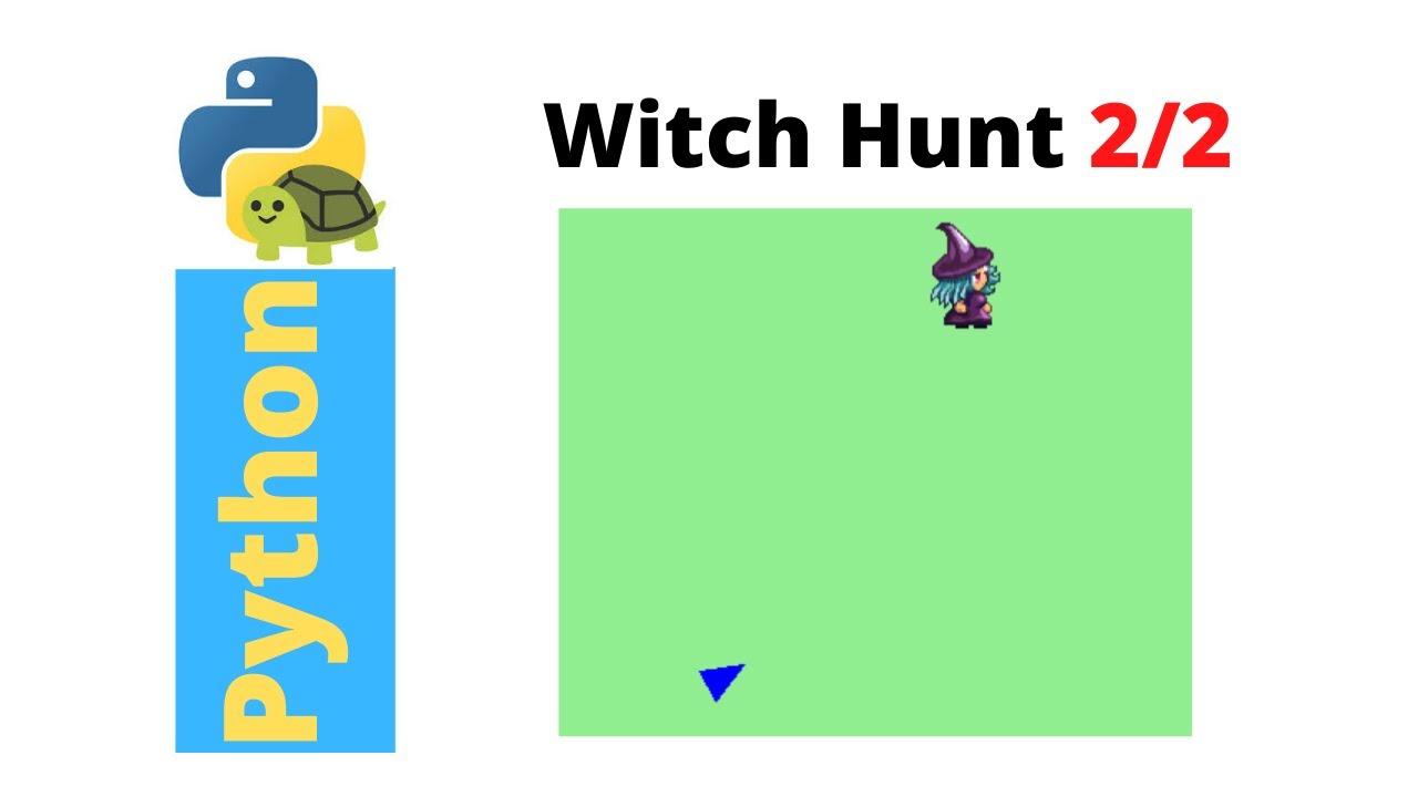 Python Turtle Graphics Tutorial - Witch Hunt Game, 2/2 - YouTube