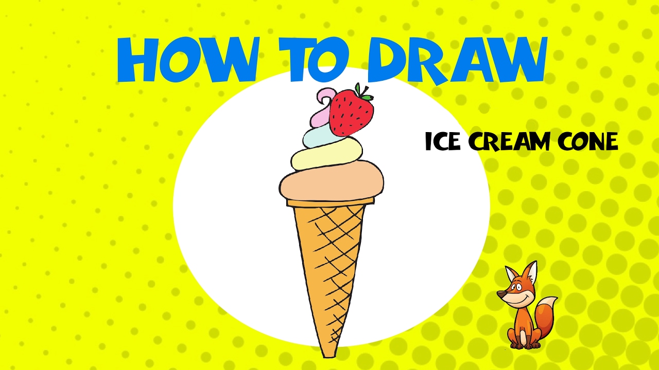 How to draw an Ice Cream Cone - STEP BY STEP - DRAWING TUTORIAL - YouTube