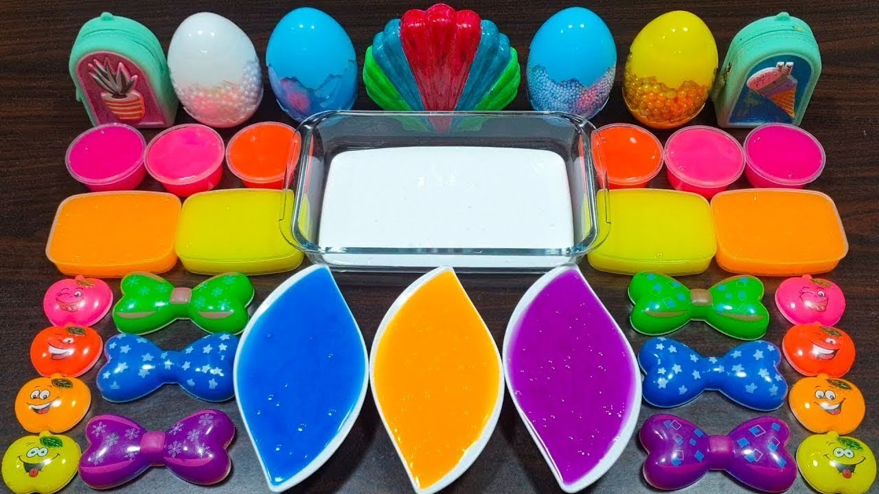 Rainbow slime ! Mixing all my store-bought slime ! Enjoy slime videos ...