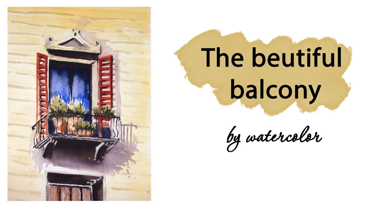 Draw with me this beautiful balcony! #watercolor #paintingtechniques # ...