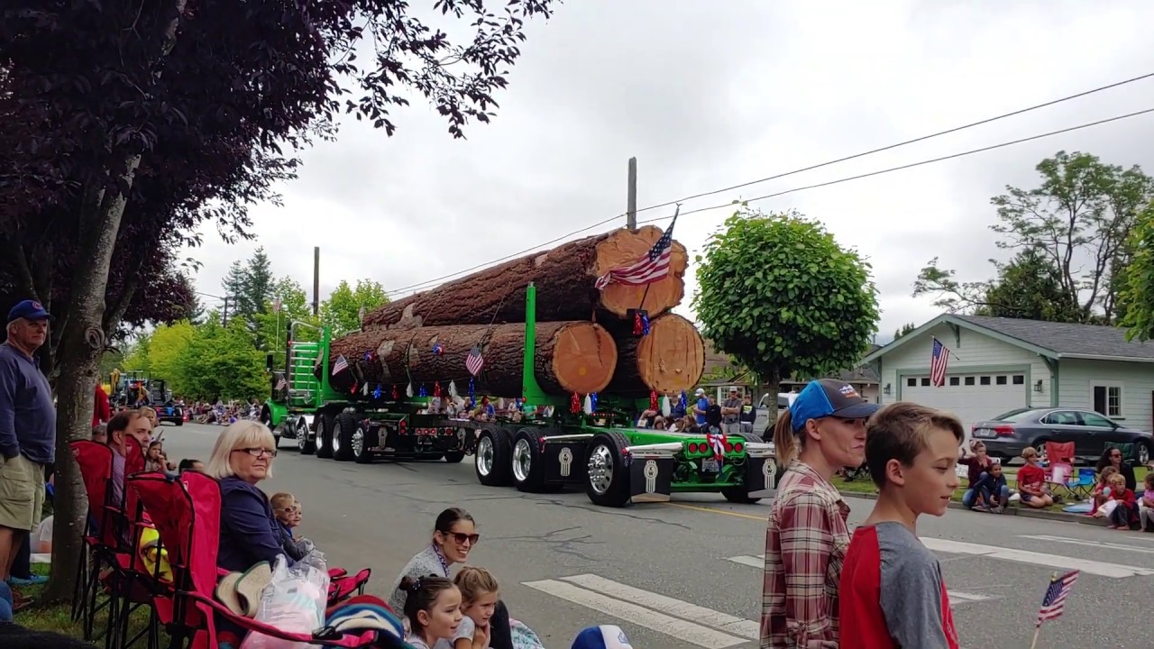 Huge 3 log load of Douglas fir logs on gorgeous T-800 Kenworth logging ...
