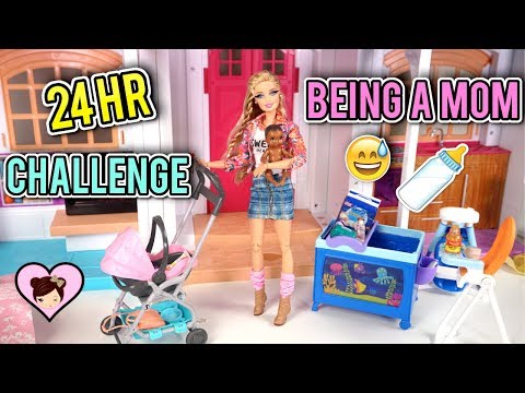 Barbie Doll Being a  MOM for 24 HOURS Challenge
