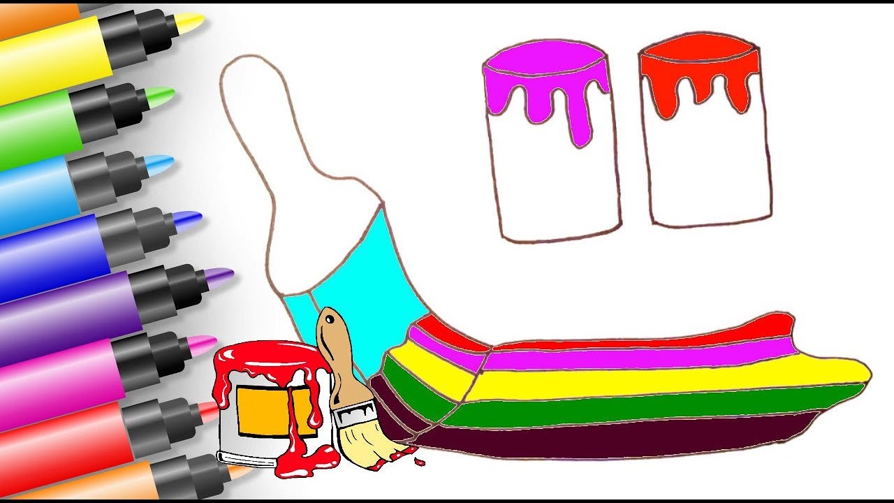 HOW TO DRAW Colorful Paint Brush 🔴 Fun Rainbow - YouTube