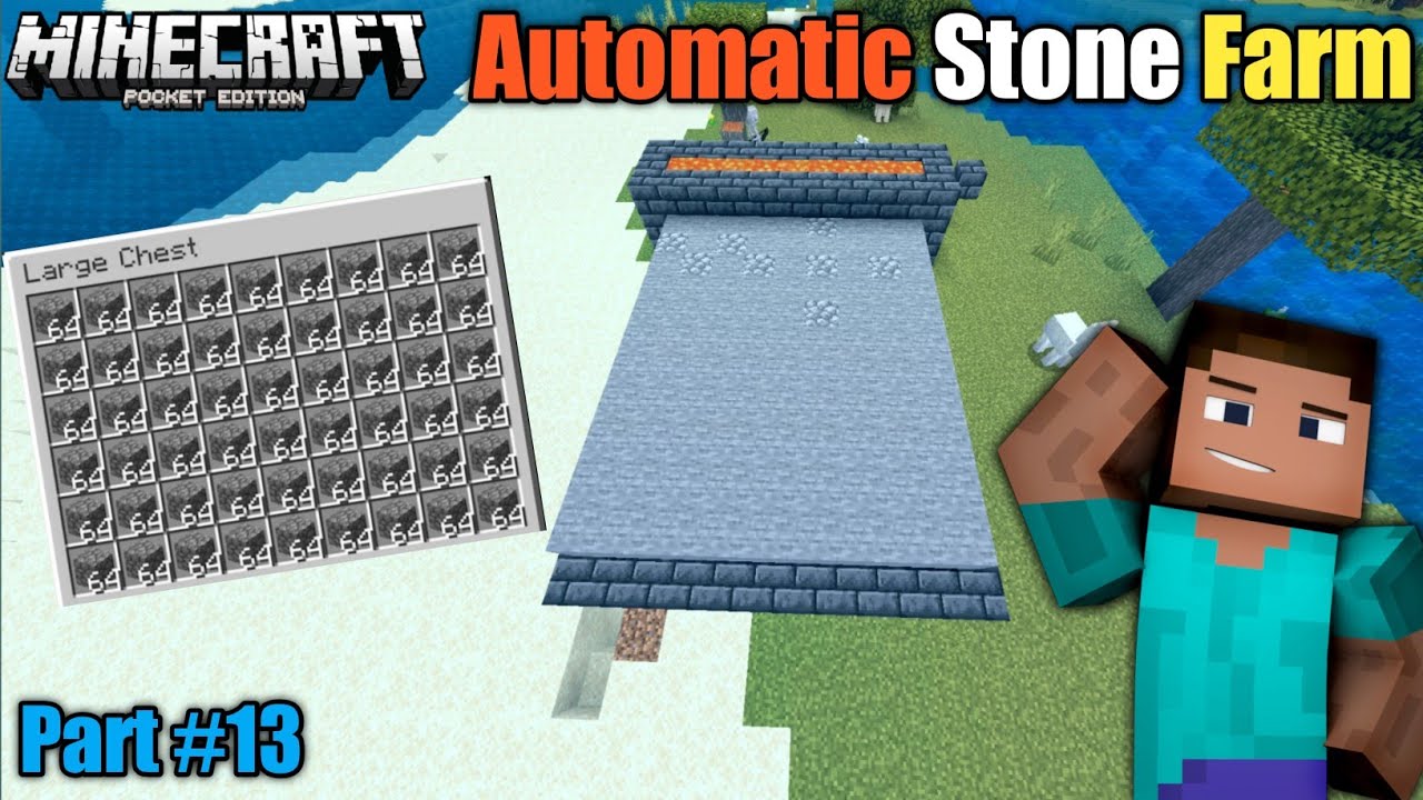 AUTOMATIC Stone Farm in Minecraft PE 1.19! Part 13 - YouTube