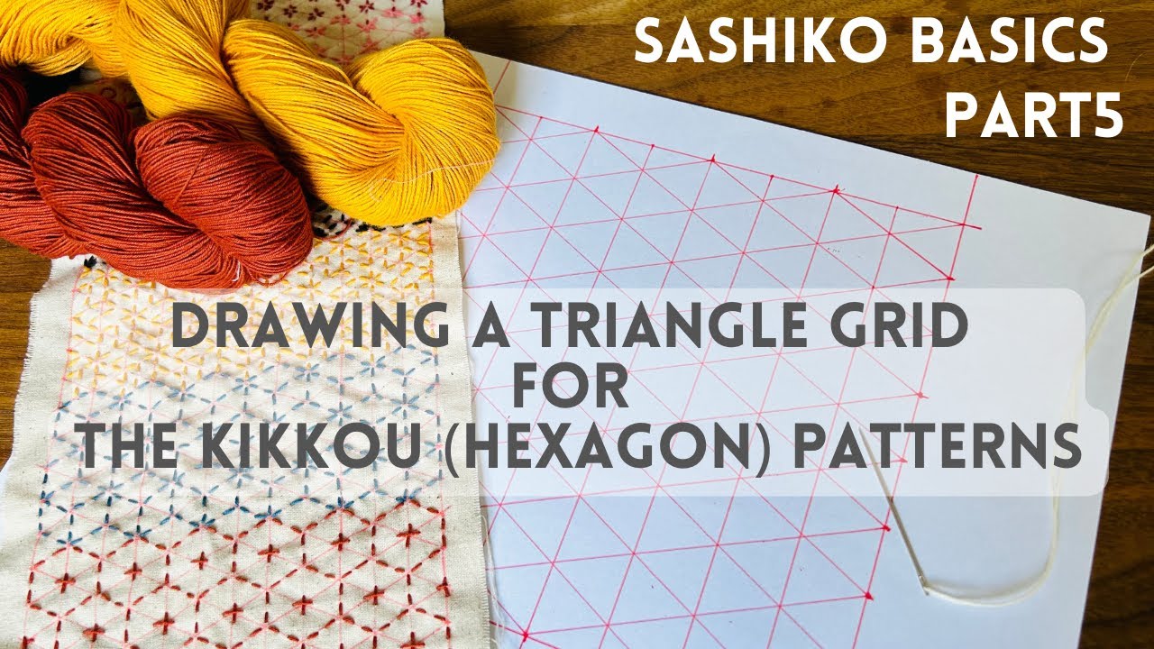 Drawing a basic triangle grid for Sashiko - Sashiko basics Part 5 - YouTube