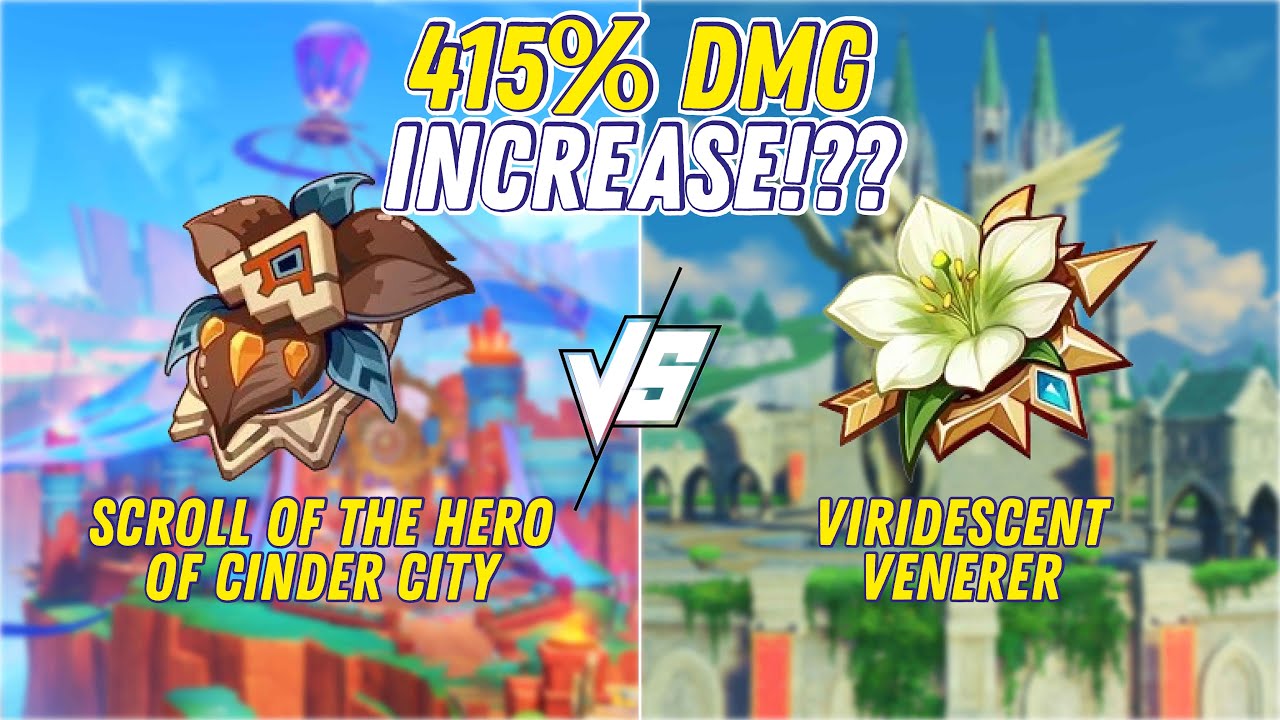 Scroll of the Hero of Cinder City vs Viridescent Venerer | Artifact Comparison - Genshin Impact ...