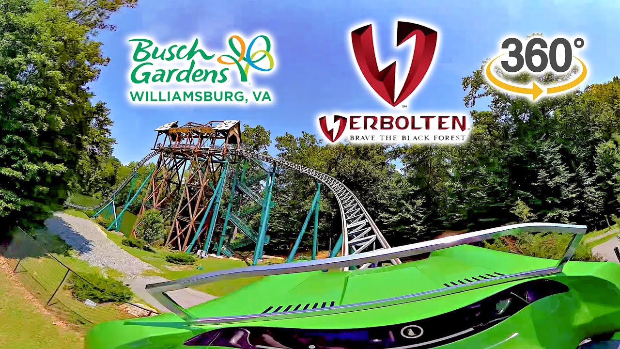 VR 360 Verbolten Roller Coaster On Ride Front Seat POV Busch Gardens ...