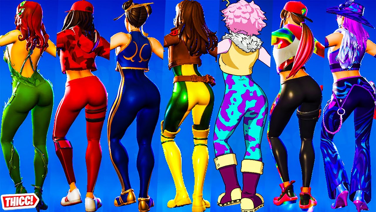 Updated Fortnite Revel Emote Showcase With Top 150 Thicc Girl Skins 🍑 Sussy Dance 😜 Jiggle