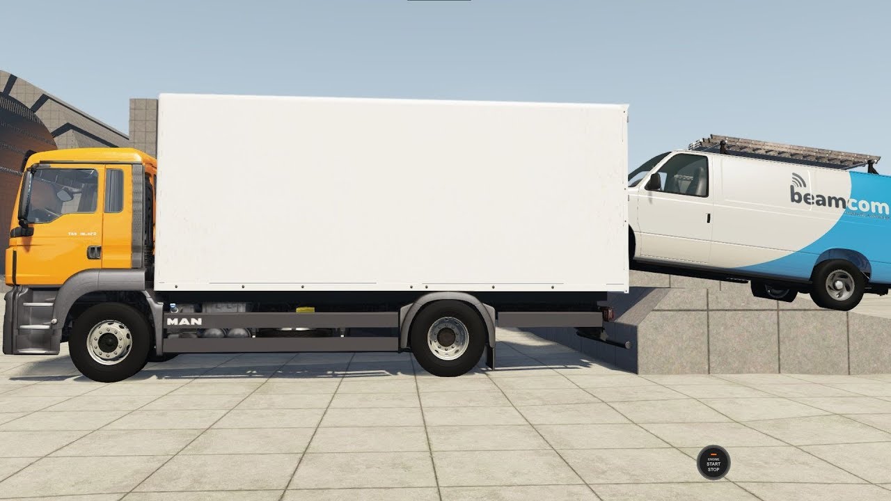 BeamNG Drive - MAN TGS Box Truck Transporting a Van - YouTube