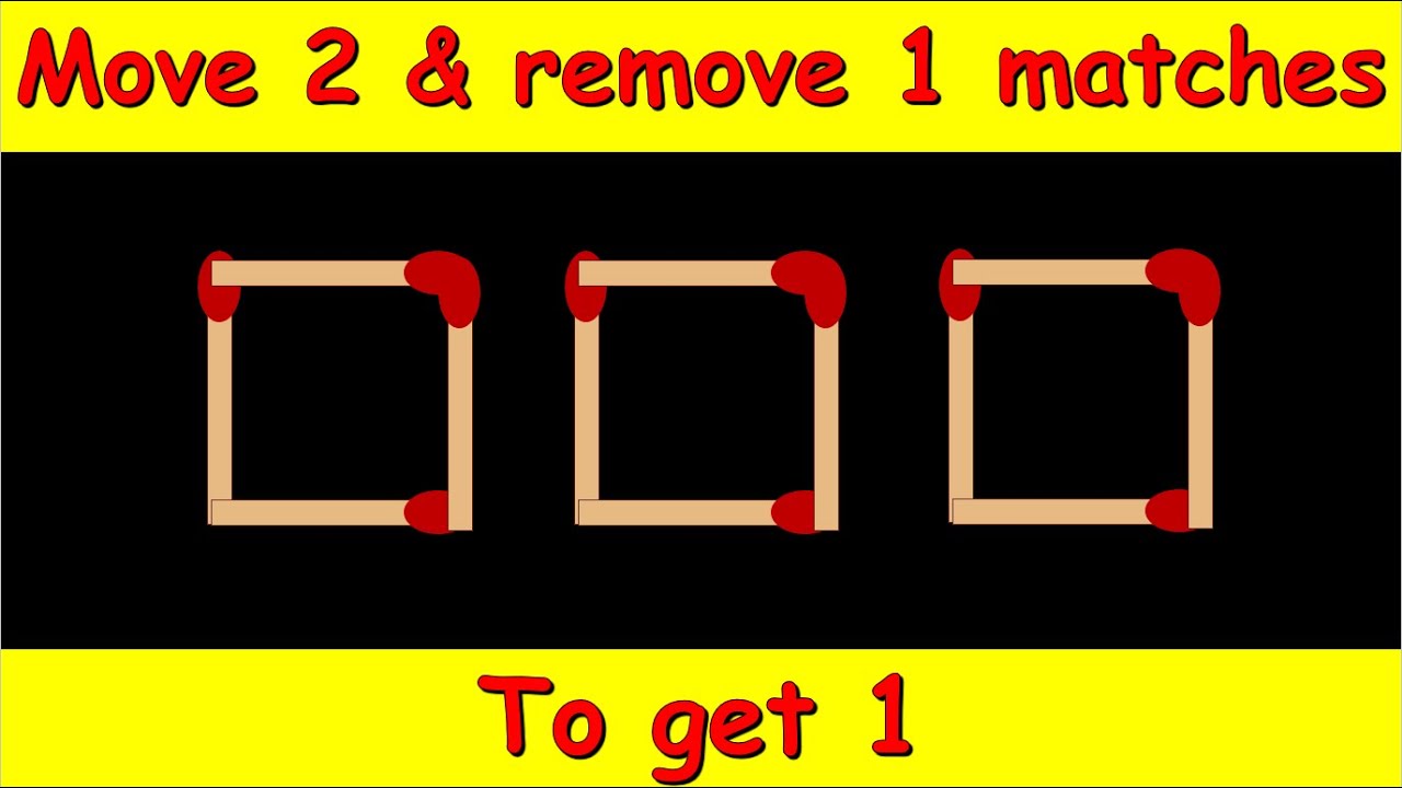 Move 2 and remove 1 Matchsticks to get 1 | Matchstick Puzzle | Puzzled ...