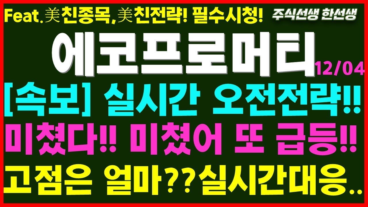 에코프로머티리얼즈 긴급 오전11시 긴급상황 실시간 대응전략 미친종목 신고가랠리 공략타점 기회는 에코프로
