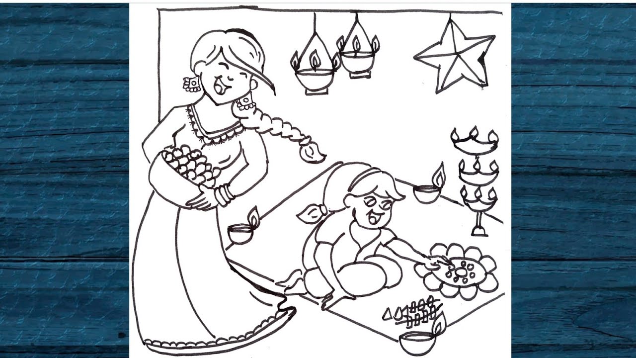 easy drawing diwali festival |drawing of diwali |drawing diwali ...