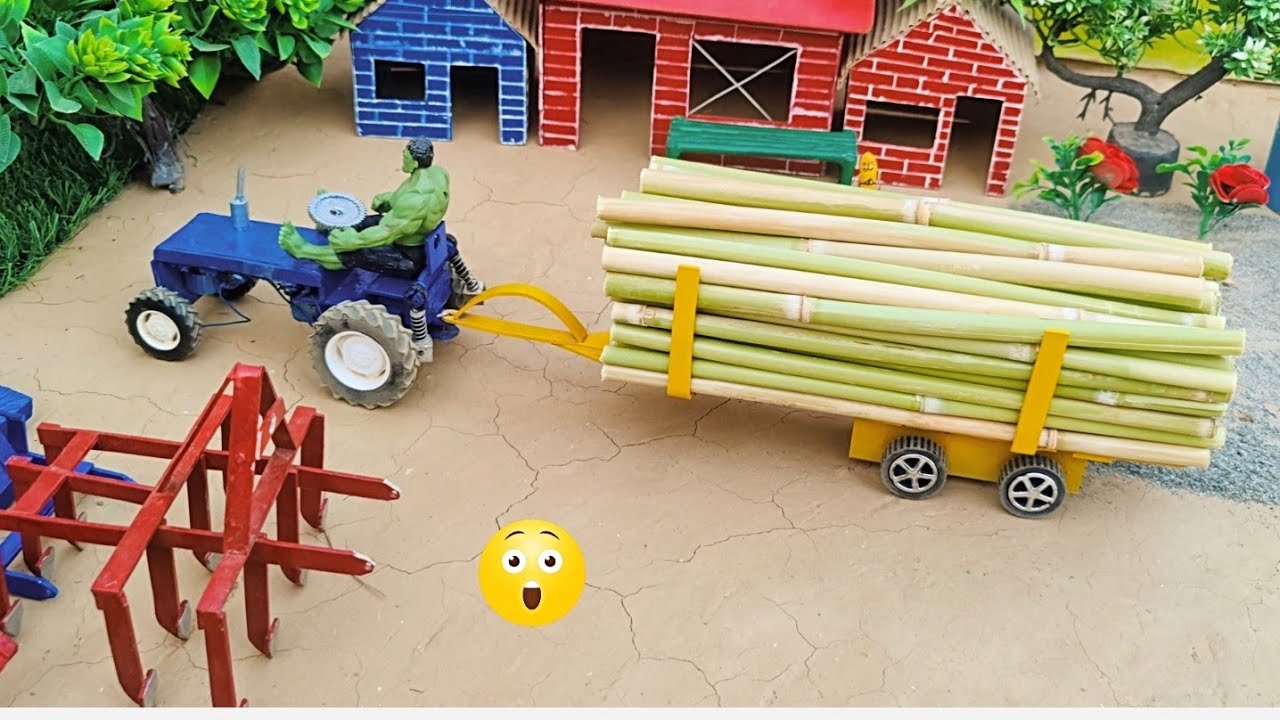 diy tractor trolley loading heavy green wood truck/diy tractor project ...