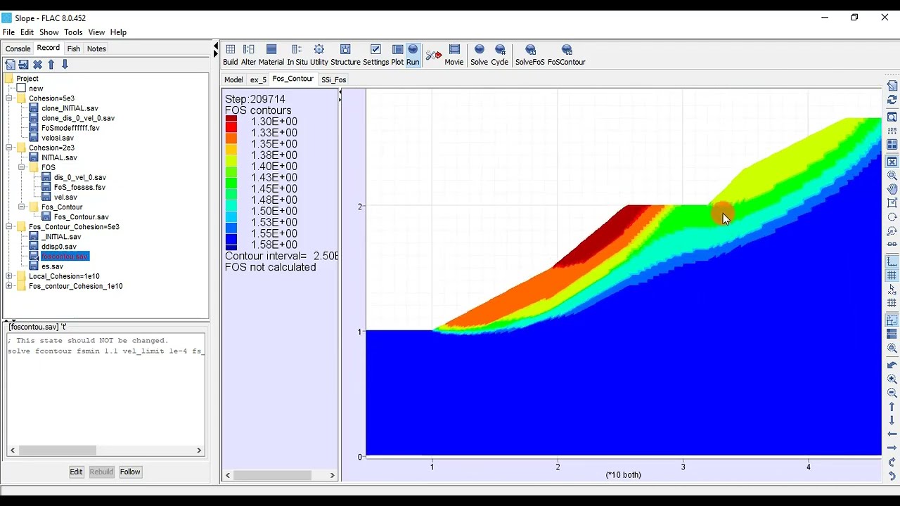 Slope FOS Contour (Safety factor) in FLAC software - YouTube