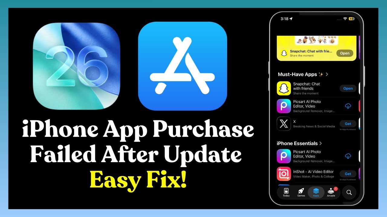 iPhone App Purchase Failed After Update – Fix Now - YouTube