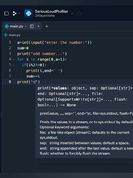 Sum Of The Odd Number Using Python Programming Shorts Ytshorts Pythonprogramming Python