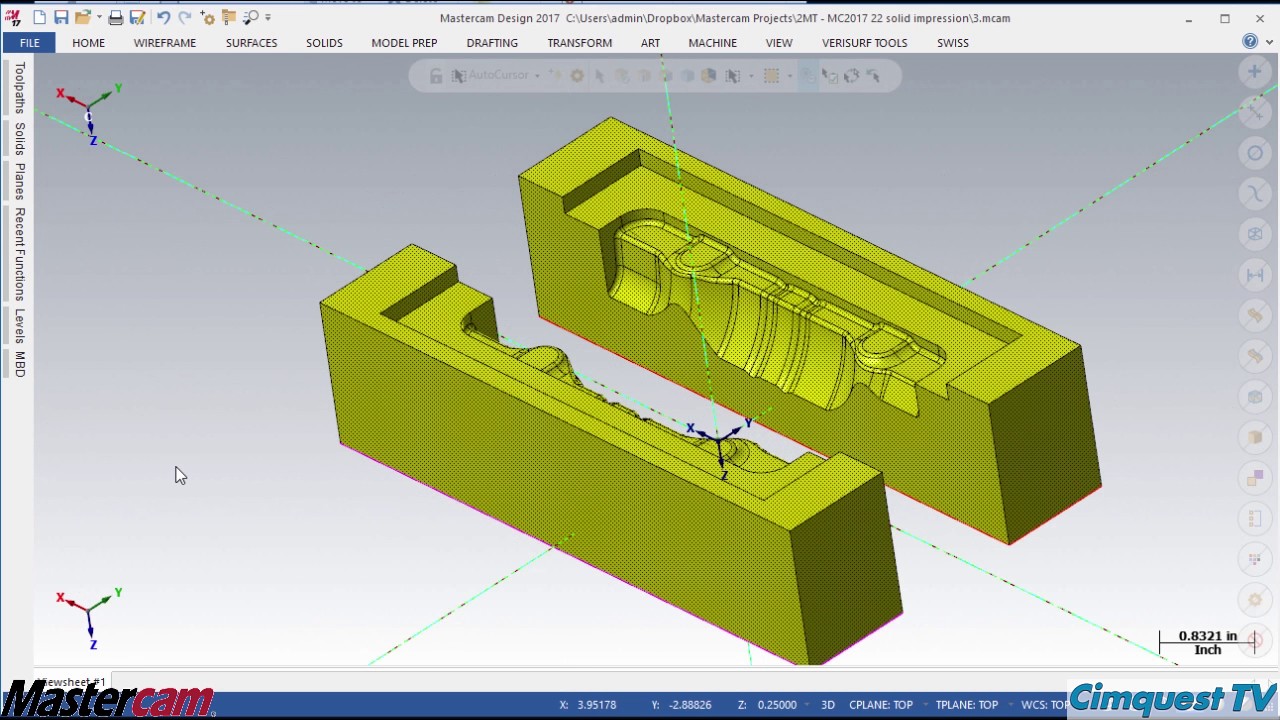 Solid Impression - Mastercam 2017 - YouTube