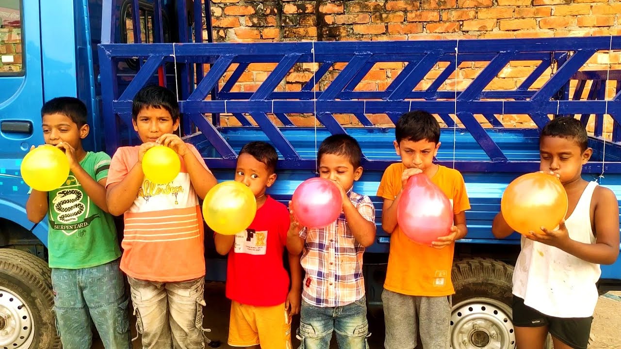 Children's Balloon Inflating Competition - YouTube
