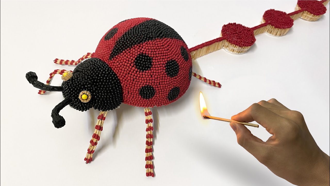 LADYBUG from matches - Amazing Fire Domino- Stopmotion DIY - YouTube