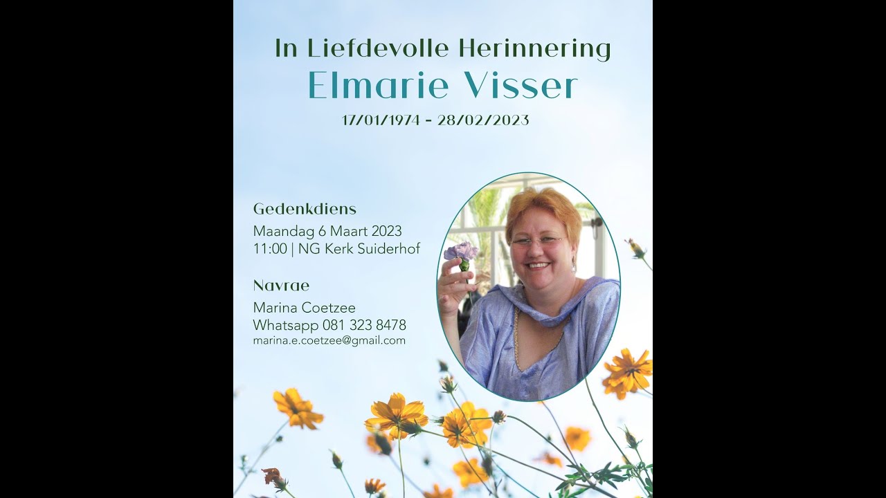 Elmarie Visser Gedenkdiens - YouTube