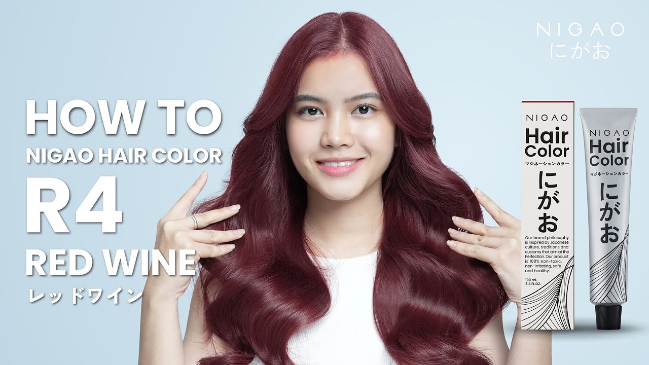 วิธีการทำสีผมนิกาโอะโทนแฟชั่น NIGAO Hair Color สีไวน์แดง R4 RED WINE - YouTube