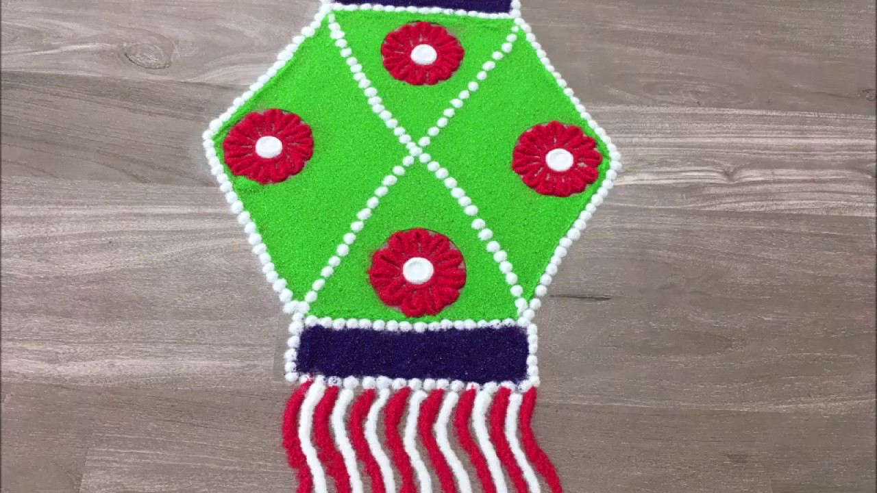 Kandil rangoli design for diwali || Lantern rangoli design for ...