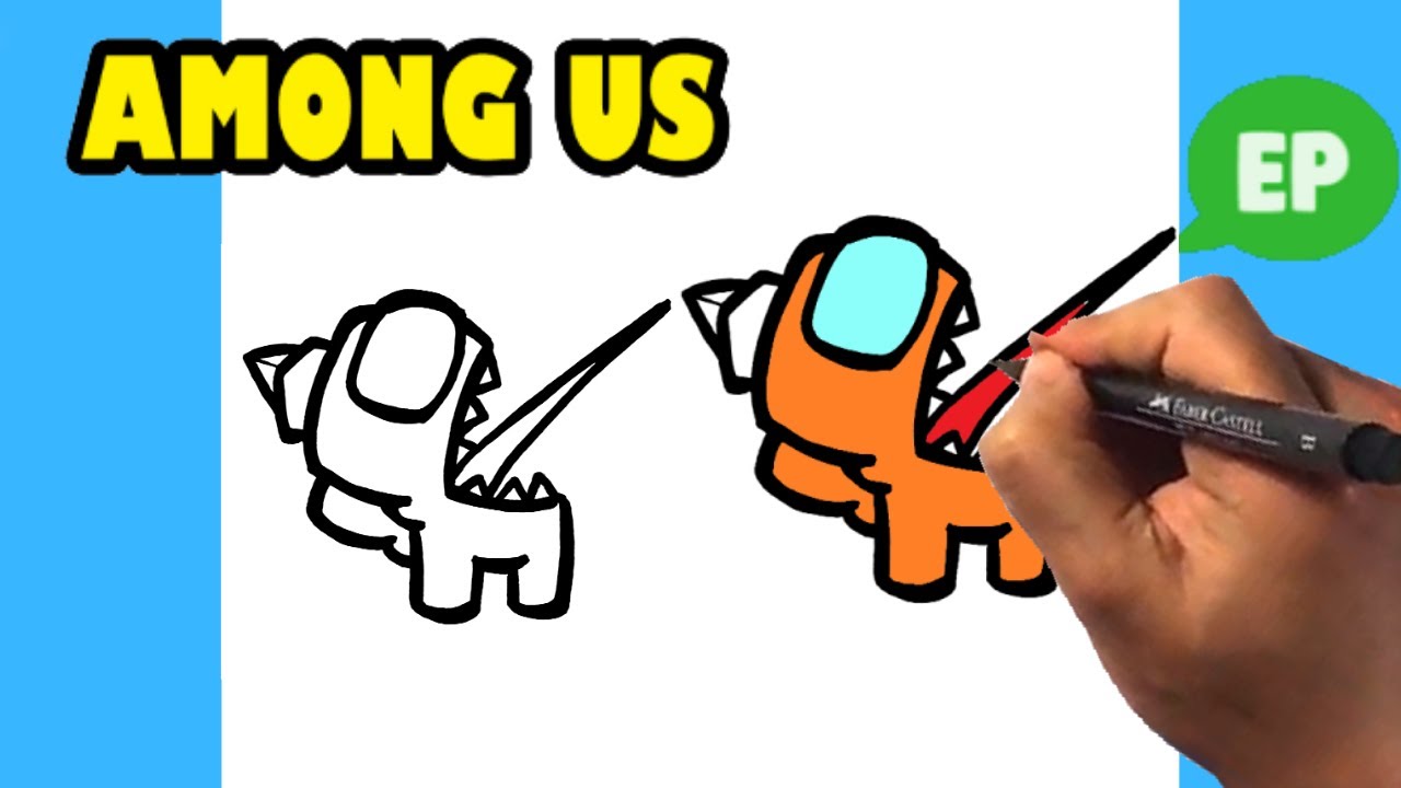 How to Draw Among Us - Imposter with Paper Hat - Beginners - YouTube