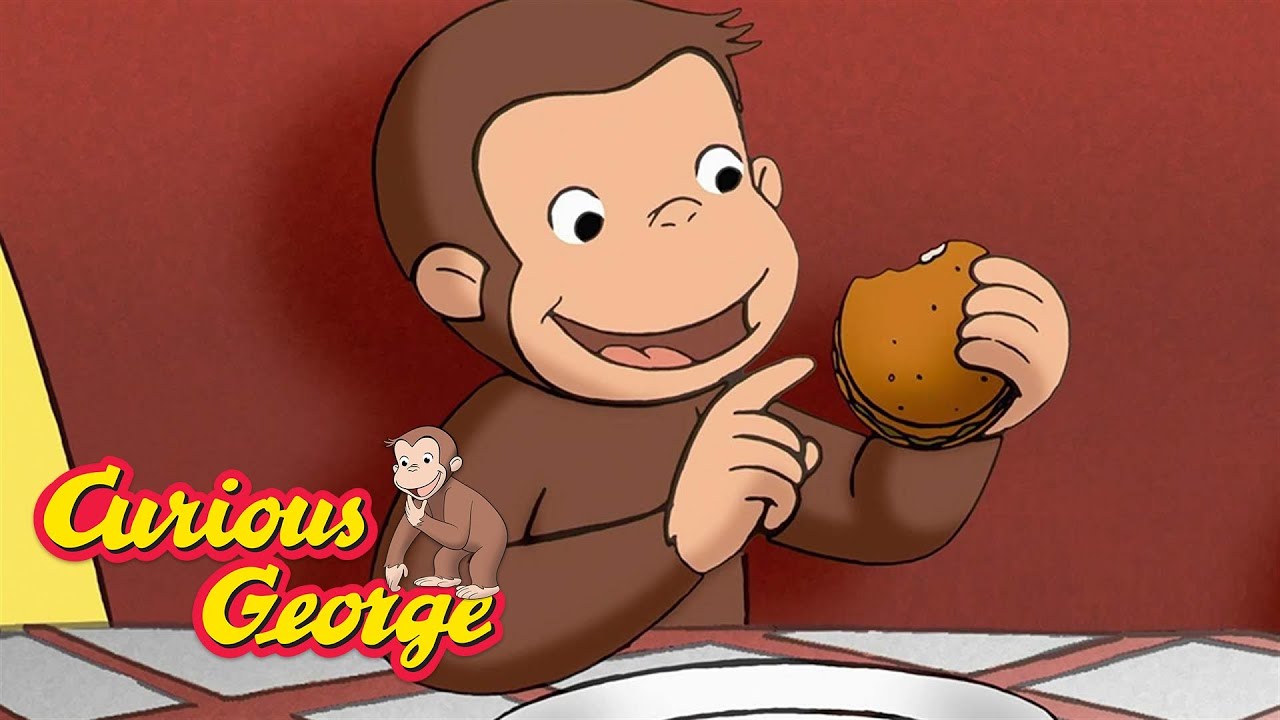 George tries a vegetarian burger 🐵 Curious George 🐵 Kids Cartoon 🐵 Kids ...