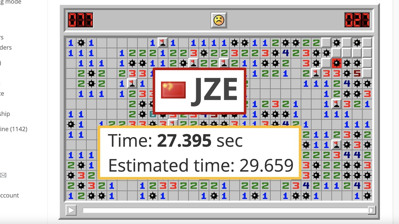 Minesweeper Online - JZE expert sub 30 fail on May 27, 2023 - YouTube
