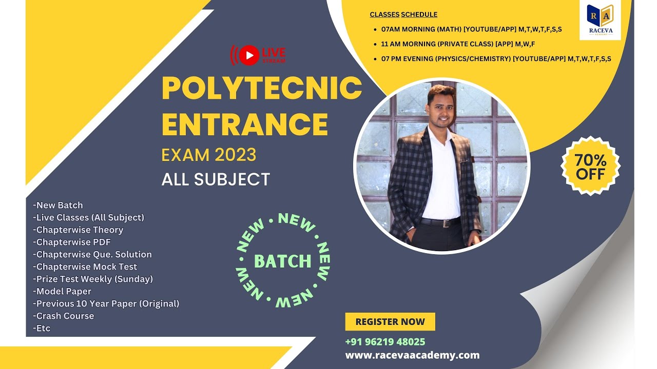 POLYTECHNIC ENTRANCE EXAM 2023 NEW BATCH LIVE CLASS | POLYTECHNIC FULL ...