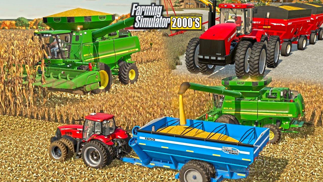 BIG 2000'S CORN HARVEST! HARVESTING 1,000 ACRES WITH 3 COMBINES! (2000 ...