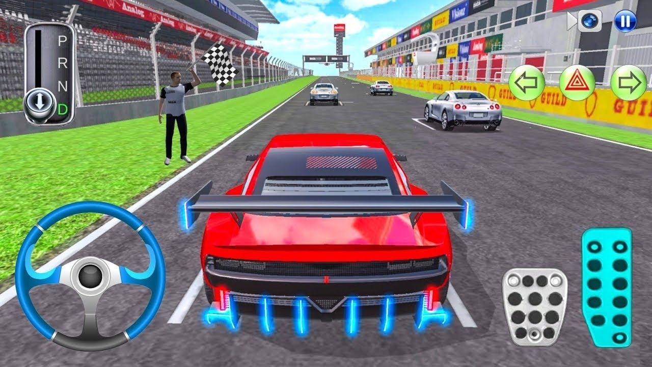New Hyundai Red Racing Car in Formula Racing Track Driving - 3D Driving ...