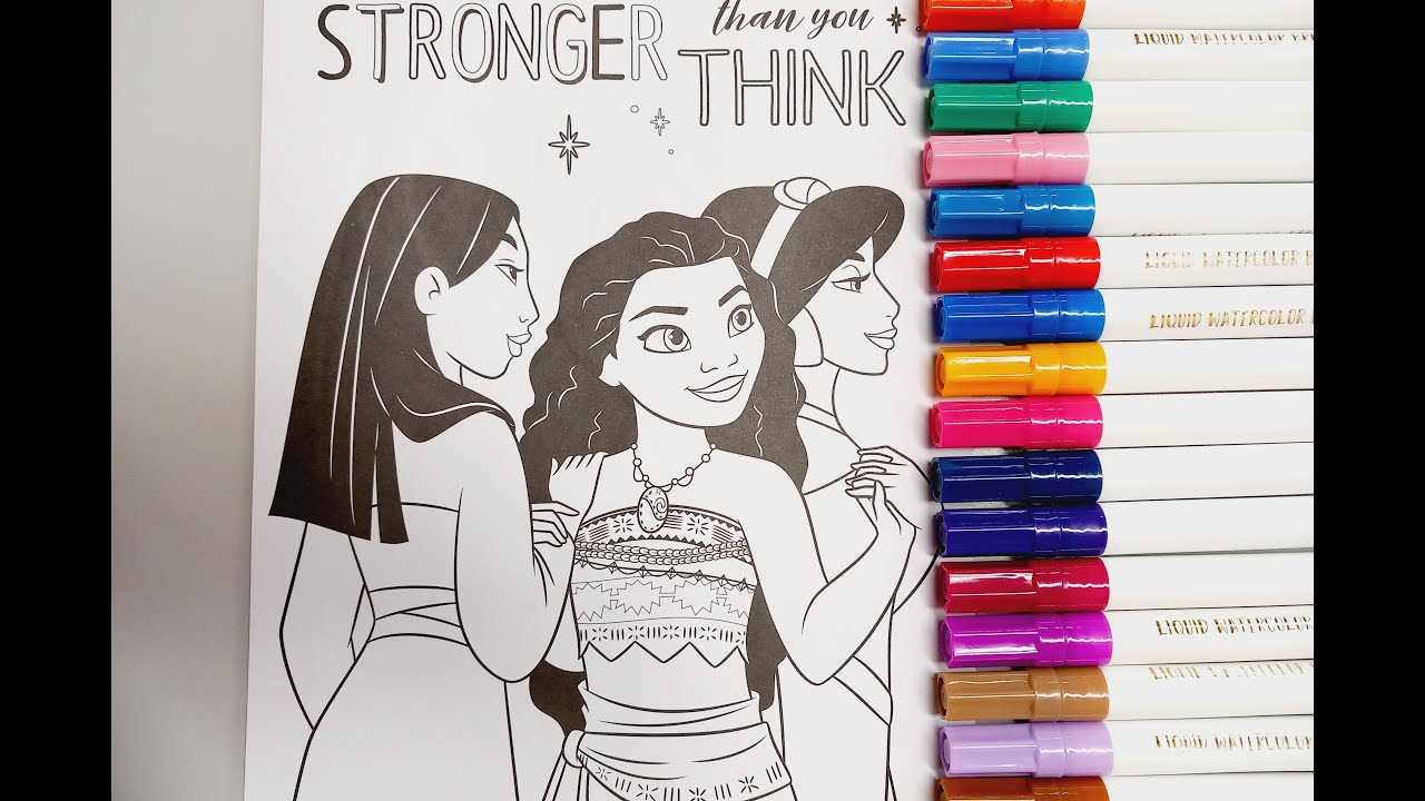NEW !!! PRINCESS DISNEY COLORING VIDEOS Mulan, Moana,Jasmine # ...
