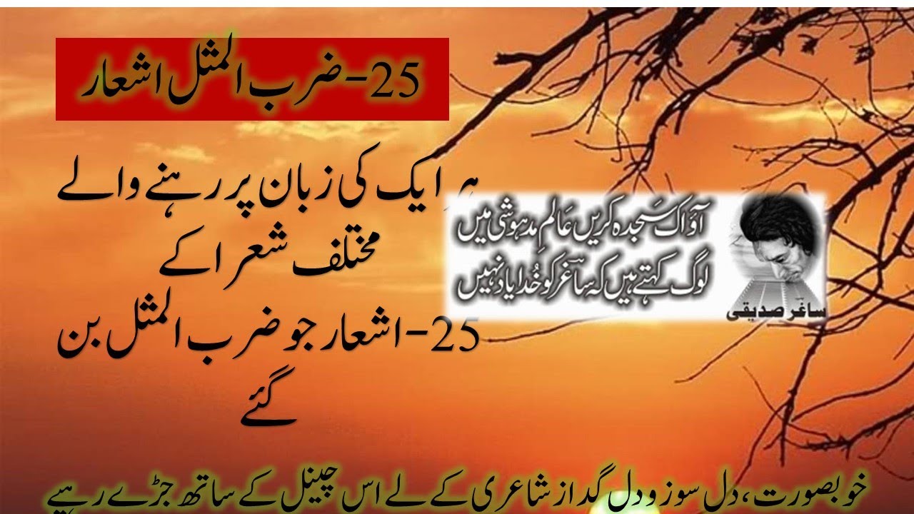 Urdu best Shayari|25 best and famous ashaar|25 great poets|| Great poet ...