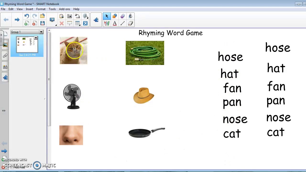 SMART Tutorial Rhyming Word Game - YouTube